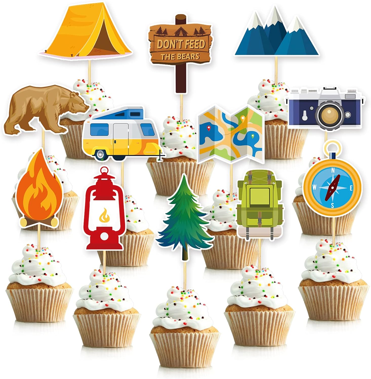Happy Camper Cupcake Toppers 48 Pack Camping Party Nepal | Ubuy