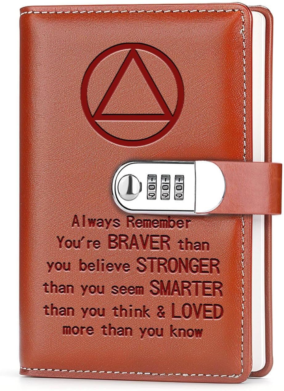 Amazon.com : JOHSBYD AA & NA Leather Combination Lock Notebook Always ...