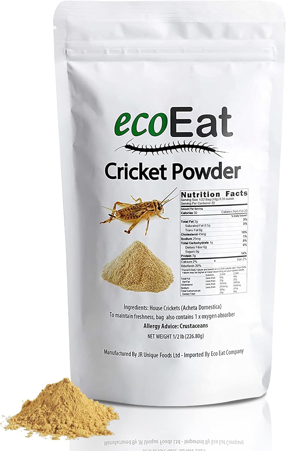 Amazon.com: ecoEat 100% Cricket Powder Flour 1/2lbs Bag High Protein (227g), Healthy Edible ...
