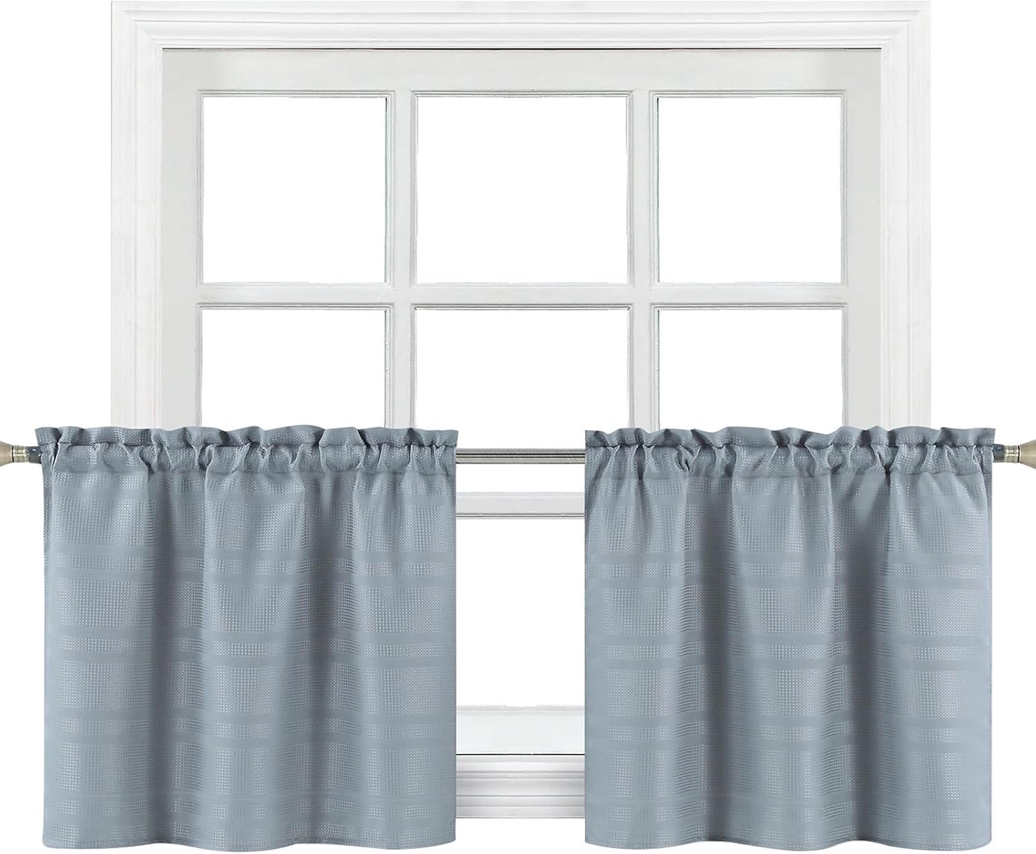 Amazon.com: Home Queen Grey Waffle Bathroom Window Curtains, Short ...