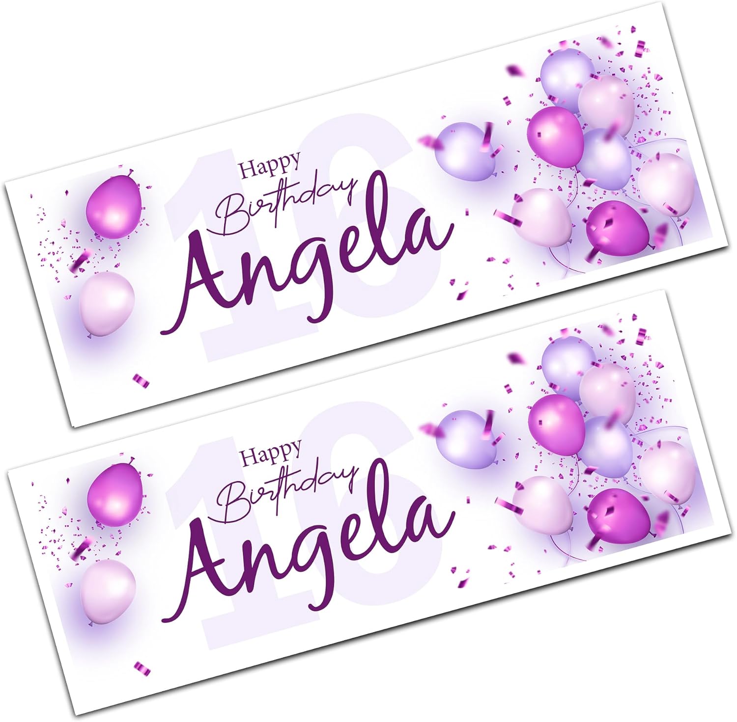 x2 Personalised Happy Birthday Name Age Banners Purple : Amazon.co.uk ...