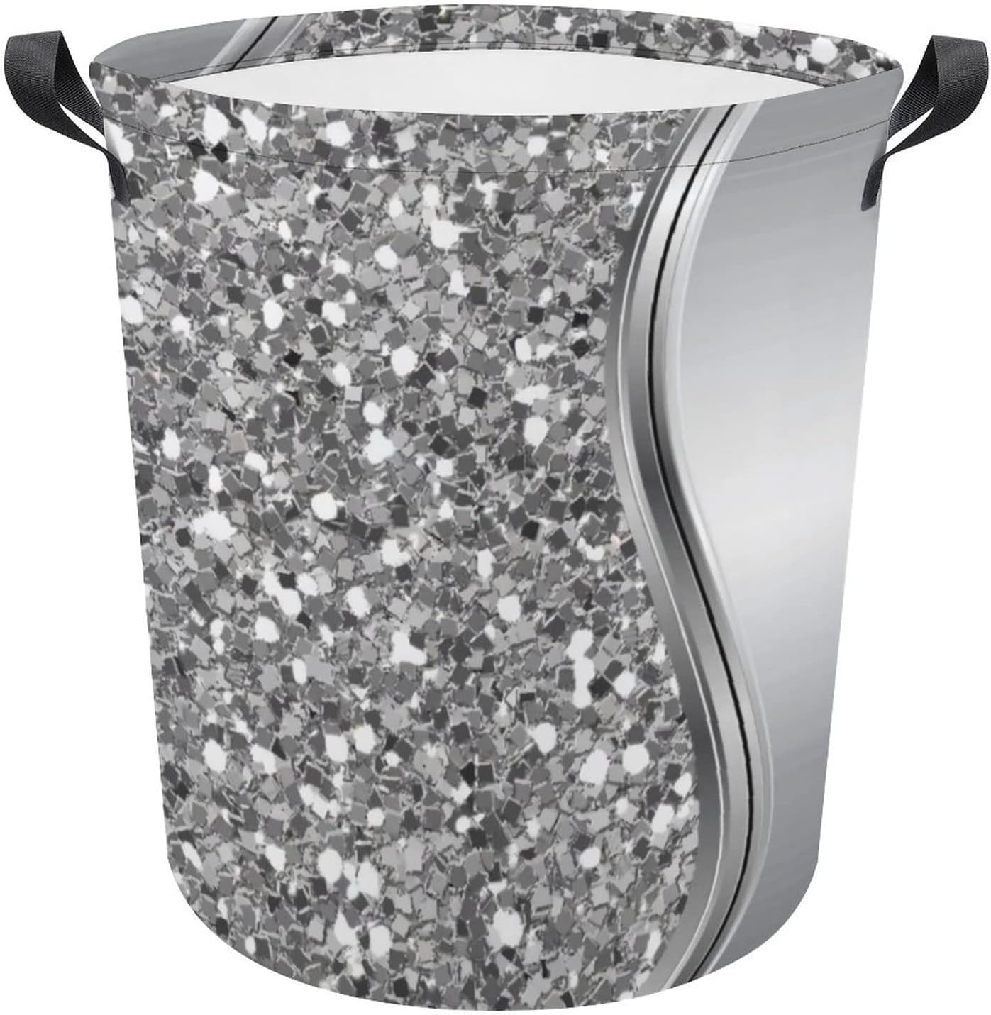 Amazon.com: Silver Faux Glitter Glam Bling Laundry Basket Hamper Bag ...