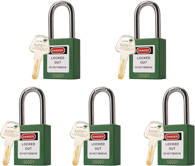 TAEGIQI 5 Green Lockout Tagout Locks,Keyed Alike,OSHA Compliant Safety ...