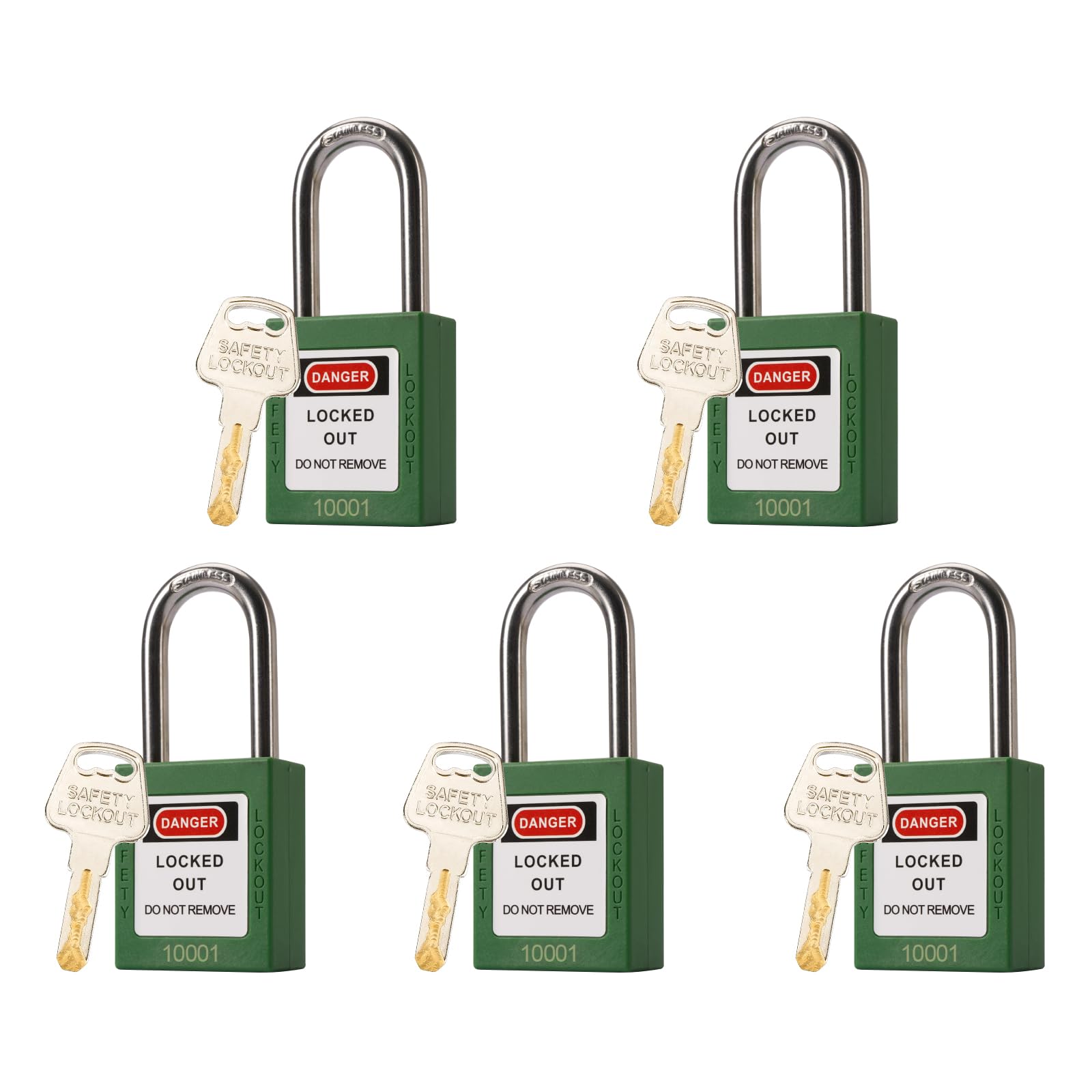 TAEGIQI 5 Green Lockout Tagout Locks,Keyed Alike,OSHA Compliant Safety ...