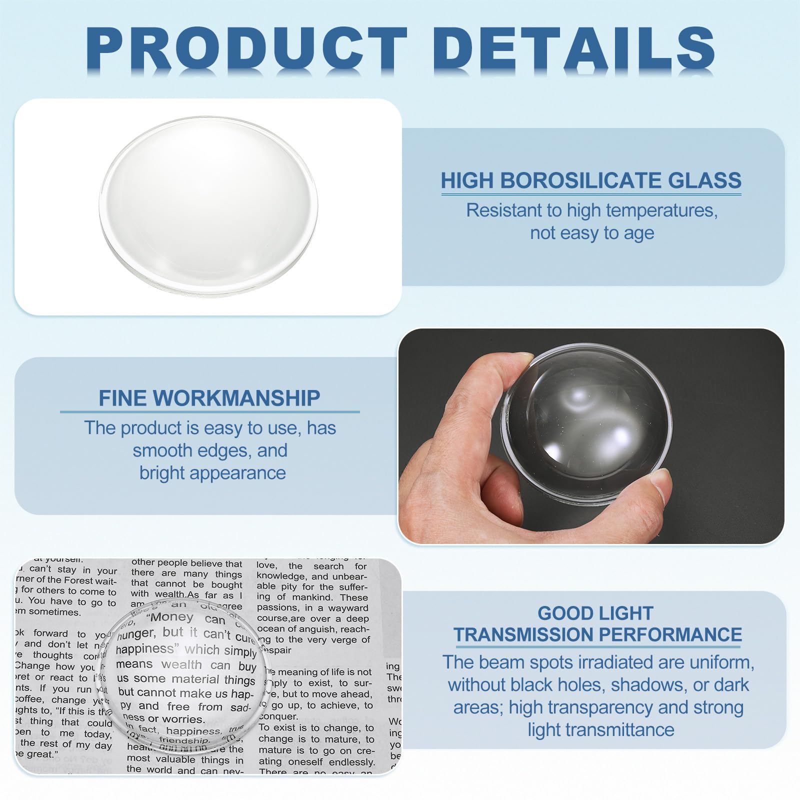 PATIKIL Diameter 66mm Flat Convex Lens, 2 Pcs Height 24mm High ...