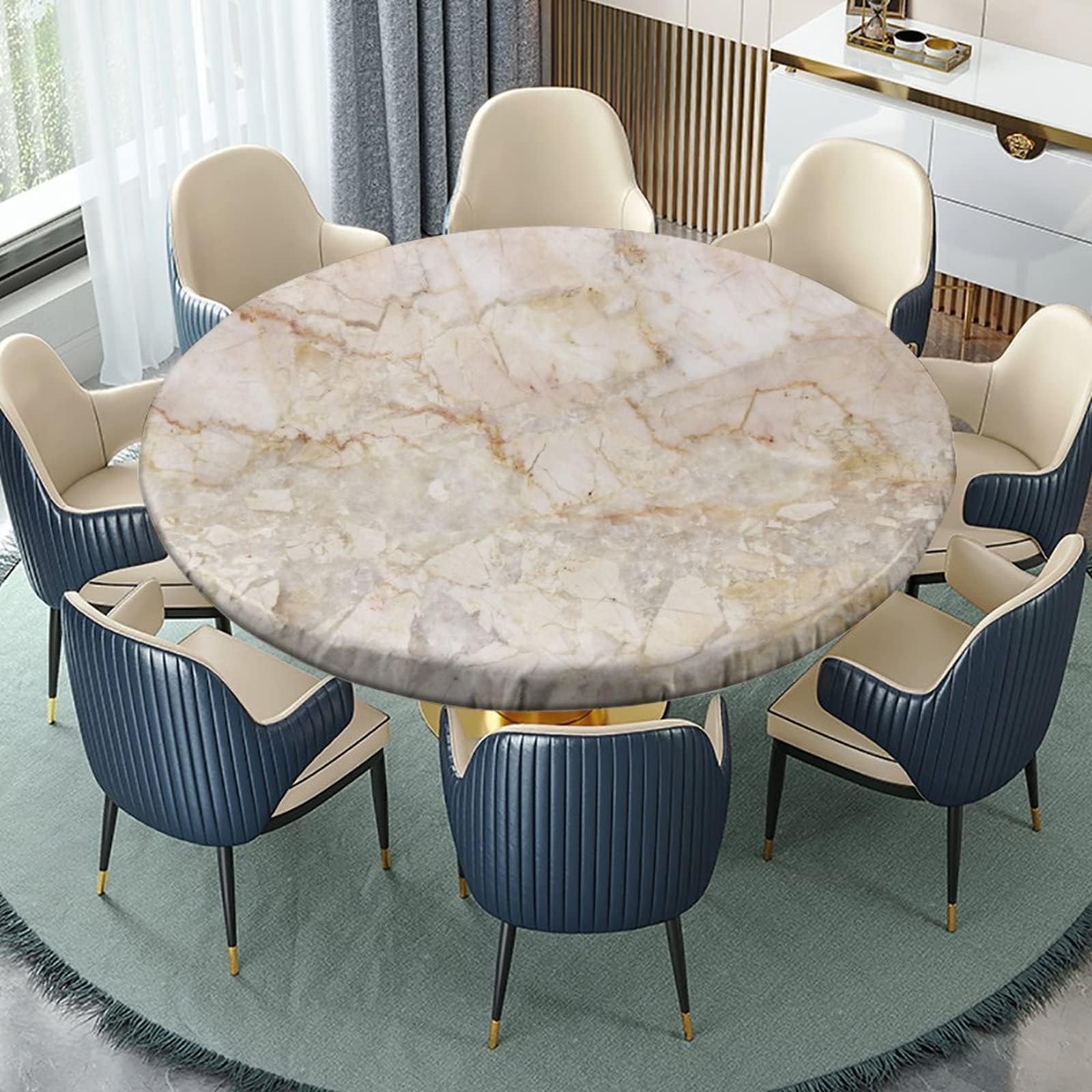 Amazon.com: Mosaic Table Cloth Round 36 Inch To 48 Inch Elastic Edge ...