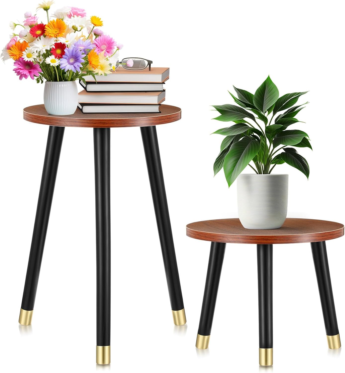Amazon.com: Briwooody 2 Pcs Indoor Plant Stand Mid Century Vintage Wood ...