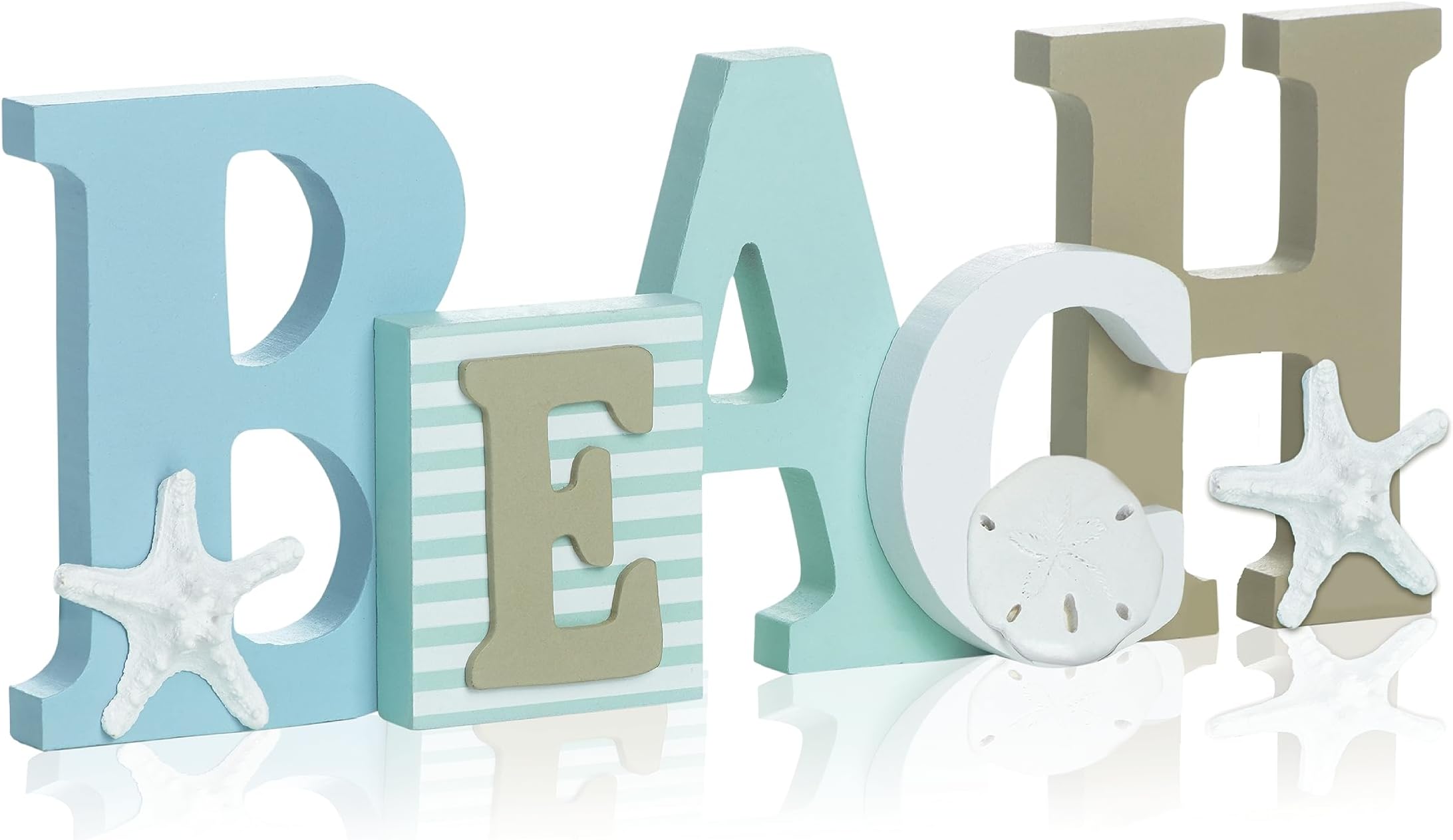 Amazon.com: Wood Beach Word Sign with Applied Resin Sea Life - Hangs or ...