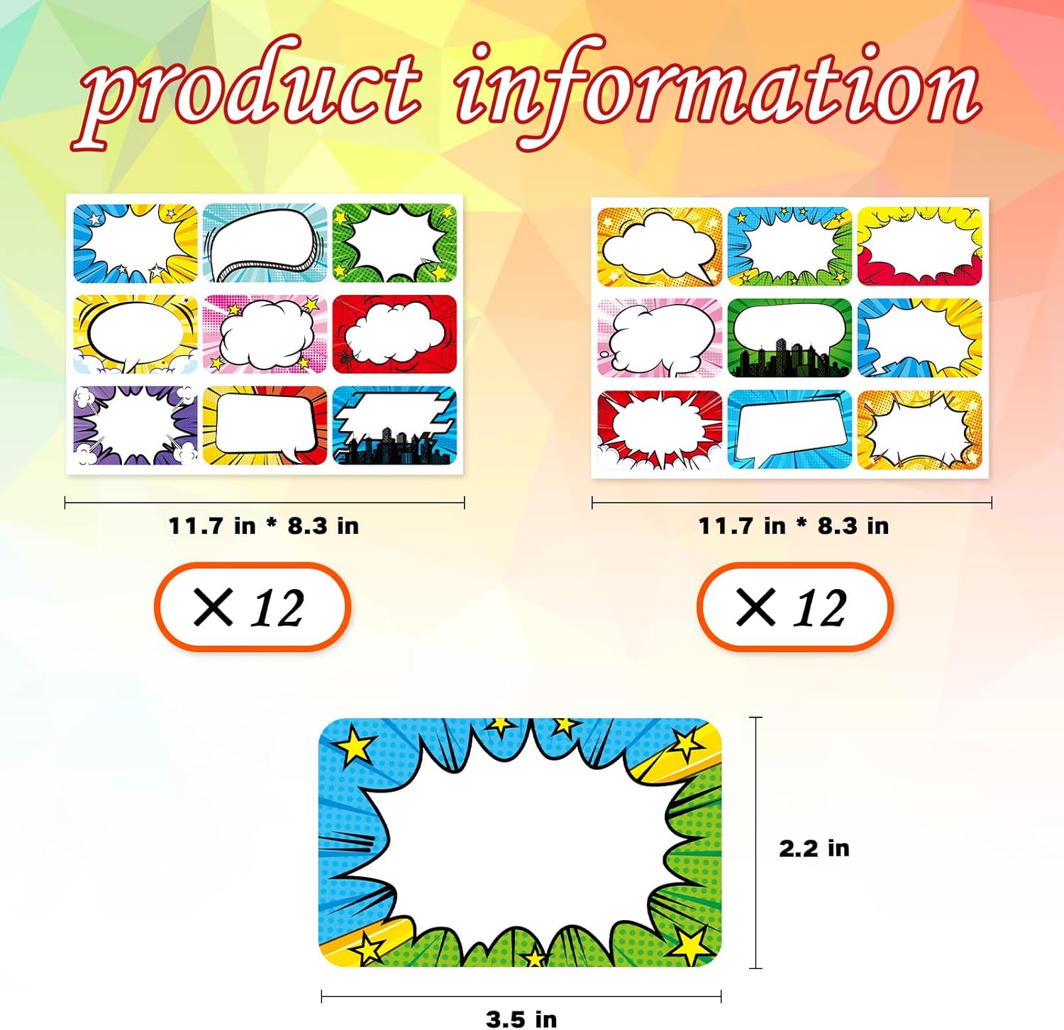 Buy Superhero Name Tags Labels Stickers 216 Counts Colorful Large ...