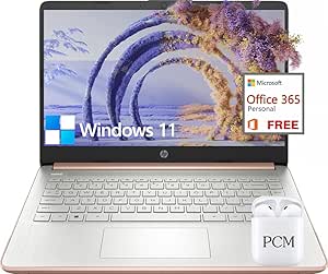 HP Laptop mais recente, PC com luz HD de 14 polegadas, Intel Quad-Core ...