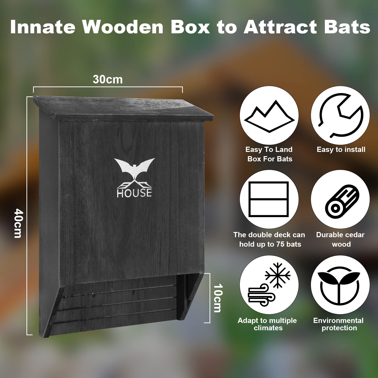 Snapklik.com : Bat Houses For Outdoors, 2 Chamber Big Bat Box For ...