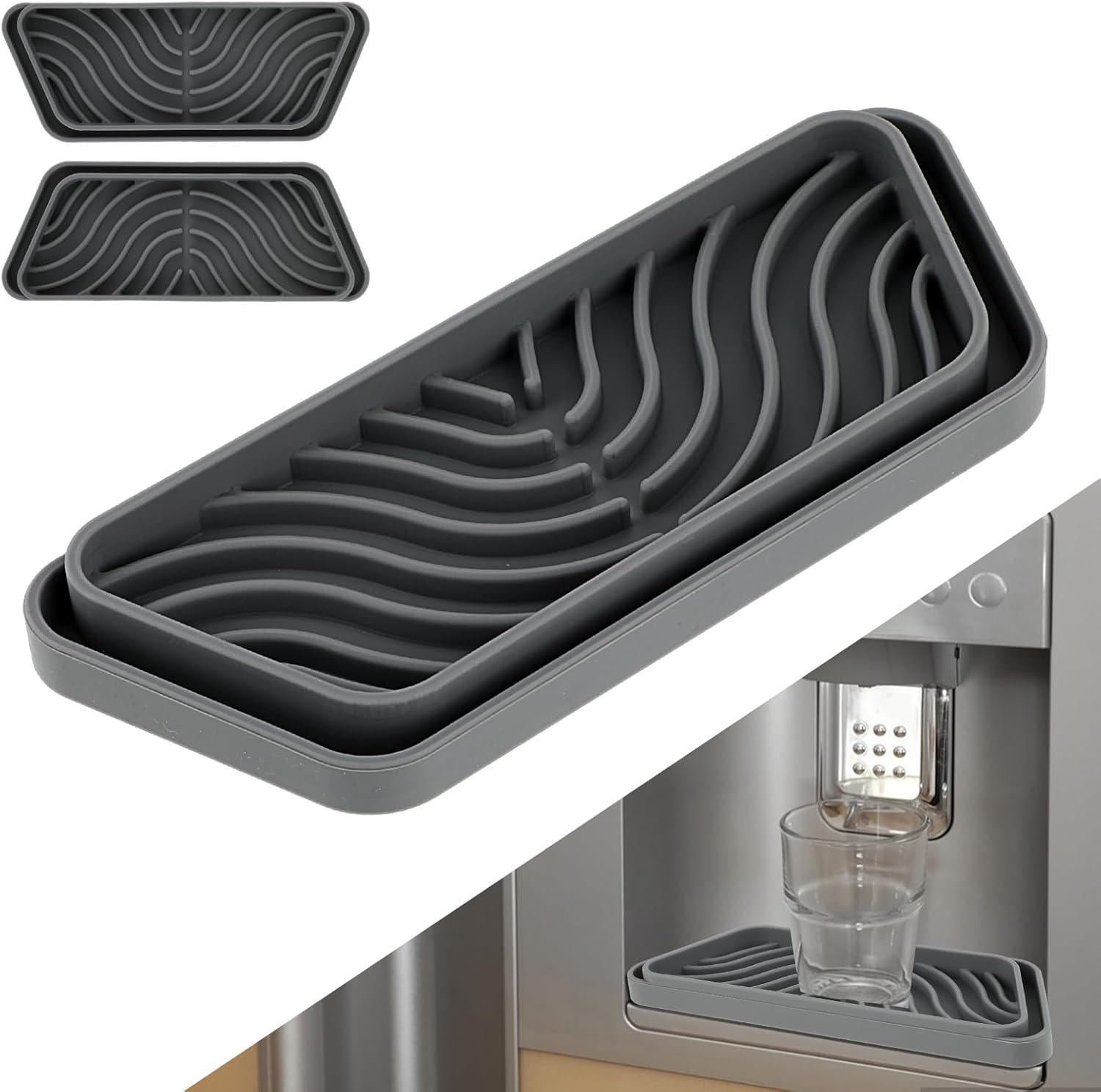 2Pcs Drip Tray for Fridge, Mabor Cuttable Trapezoid Drip Tray Gray ...