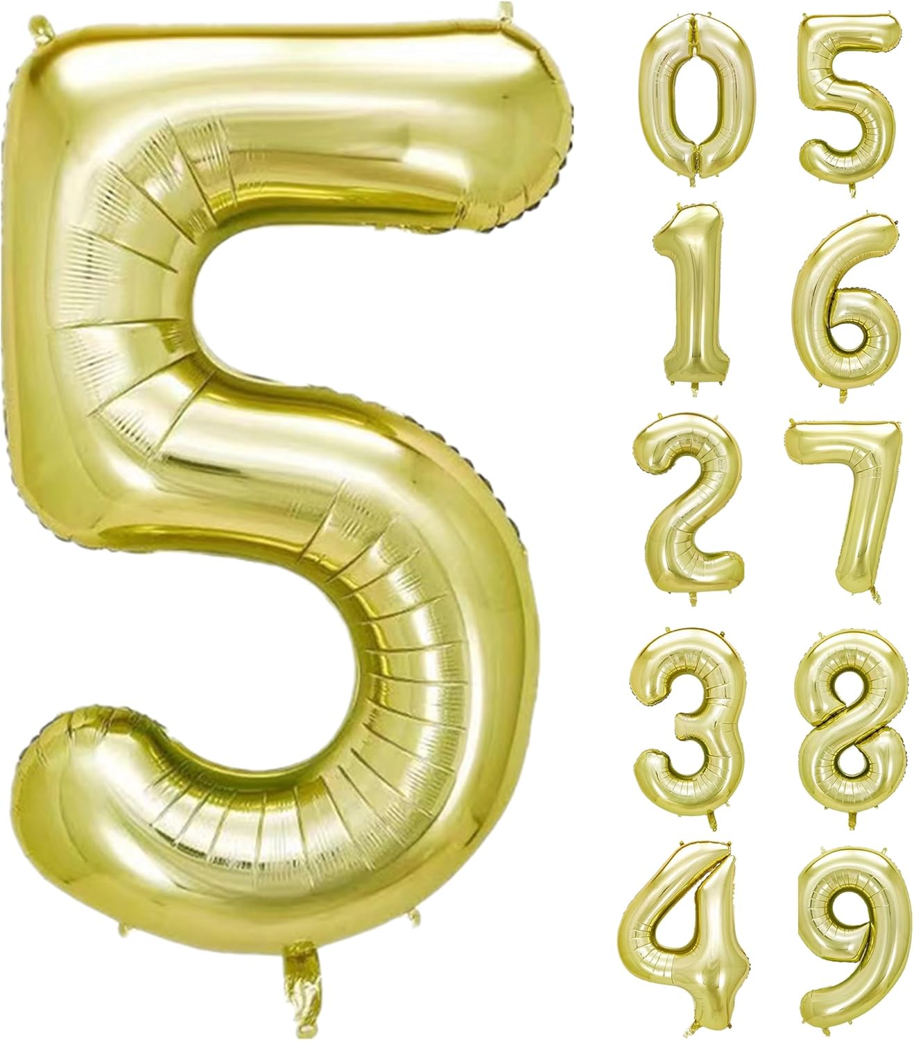 Amazon.com: 40 Inch Numbers 5 Light Gold Large Balloon Digital 5 for ...