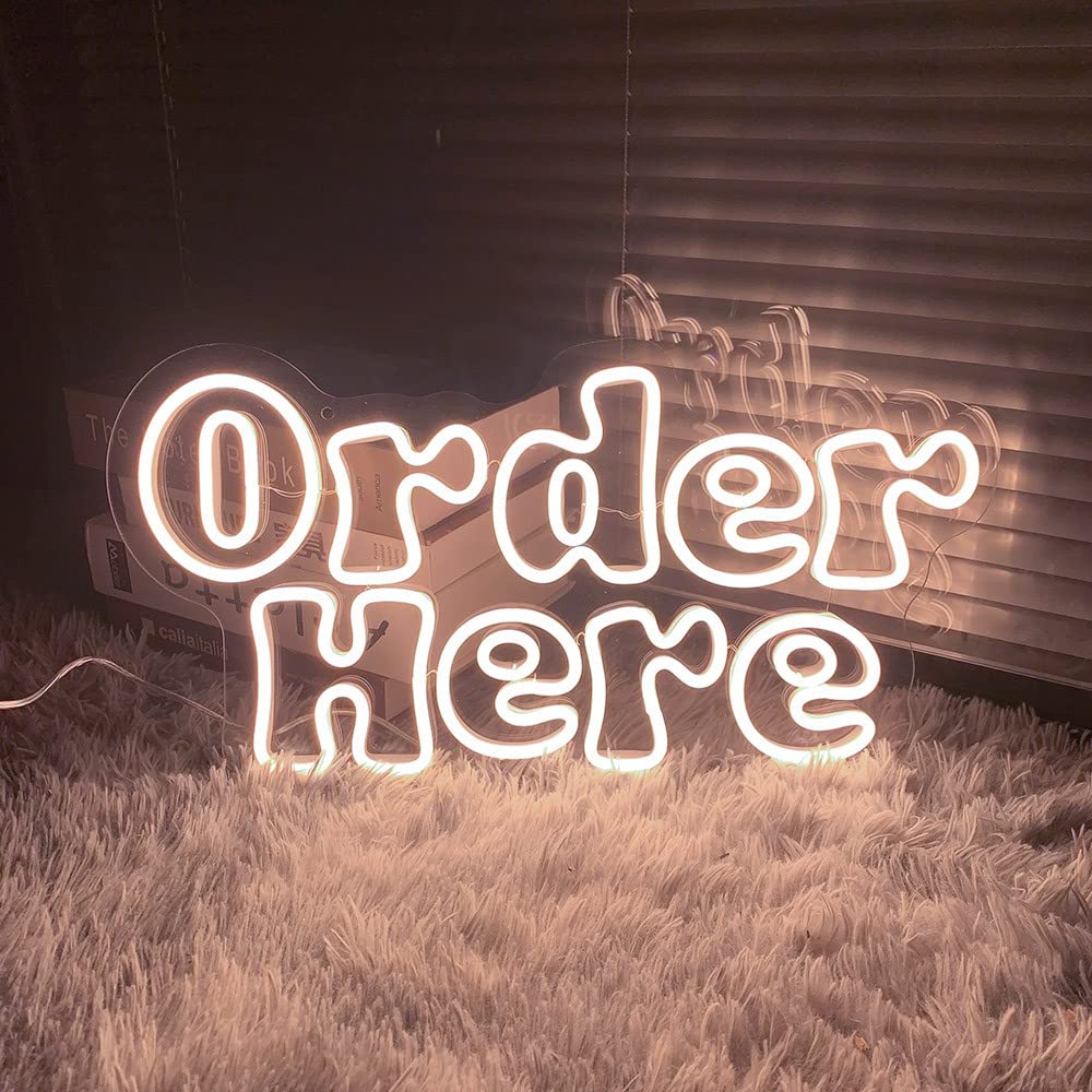 Large Order Here Neon Sign for Business-Adjustable Brightness Neon ...