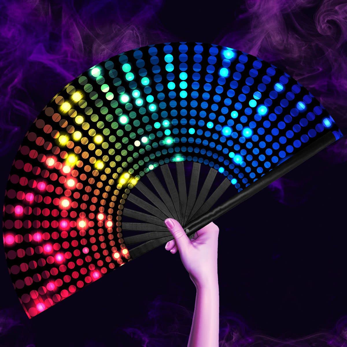 Amazon.com: OMyTea UV Glow Rave Fan Foldable for Women/Men/Drag Queen ...