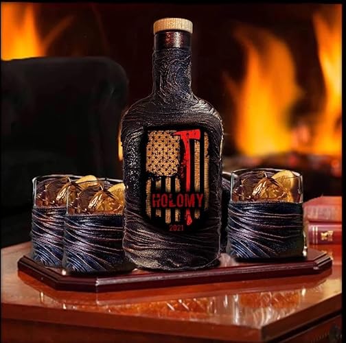 Amazon.com: Personalized Firefighter Whiskey Decanter Set 5 ps + Gift ...