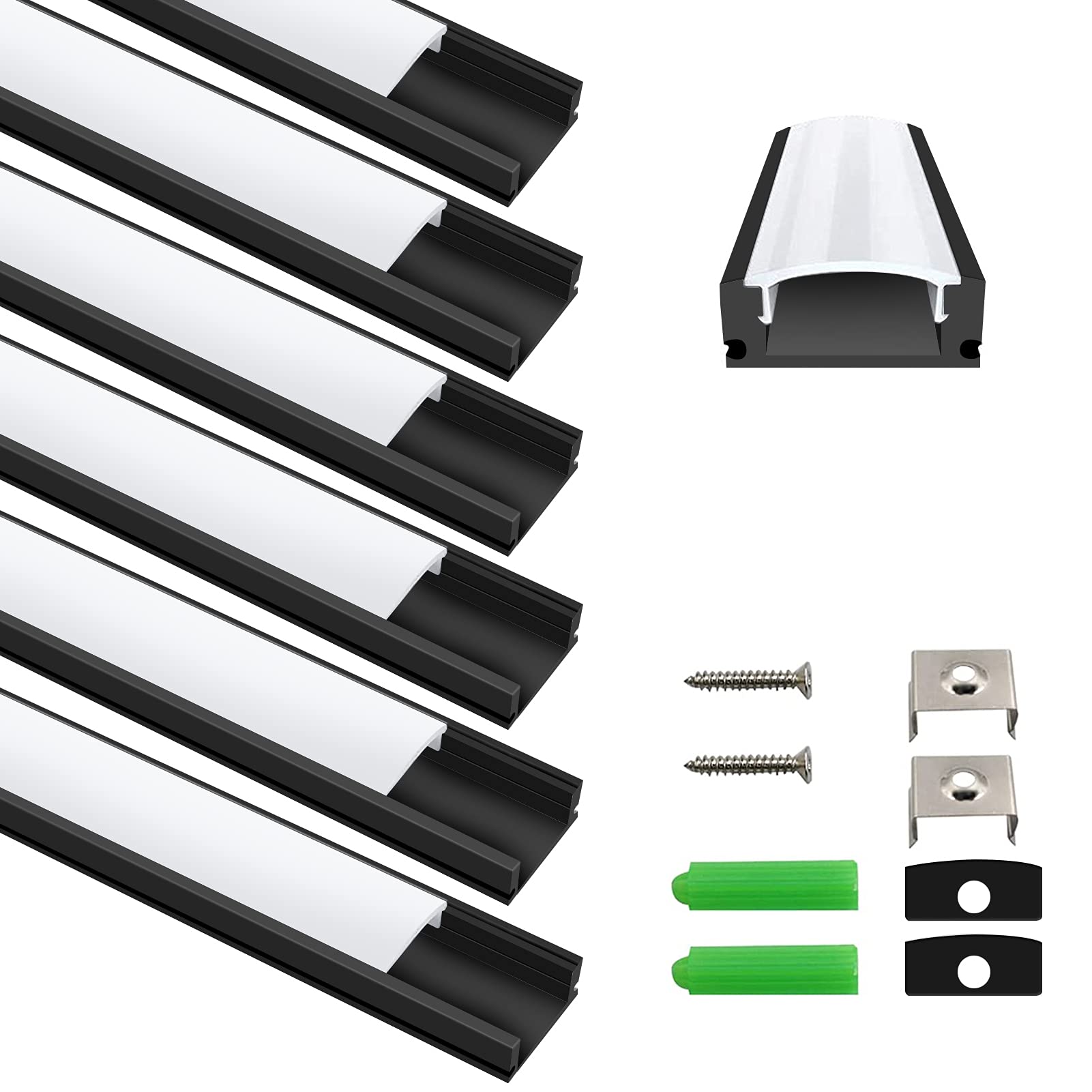 Buy InShareplus 6 Pack 3 3ft 1 Meter Black LED Aluminum Channel