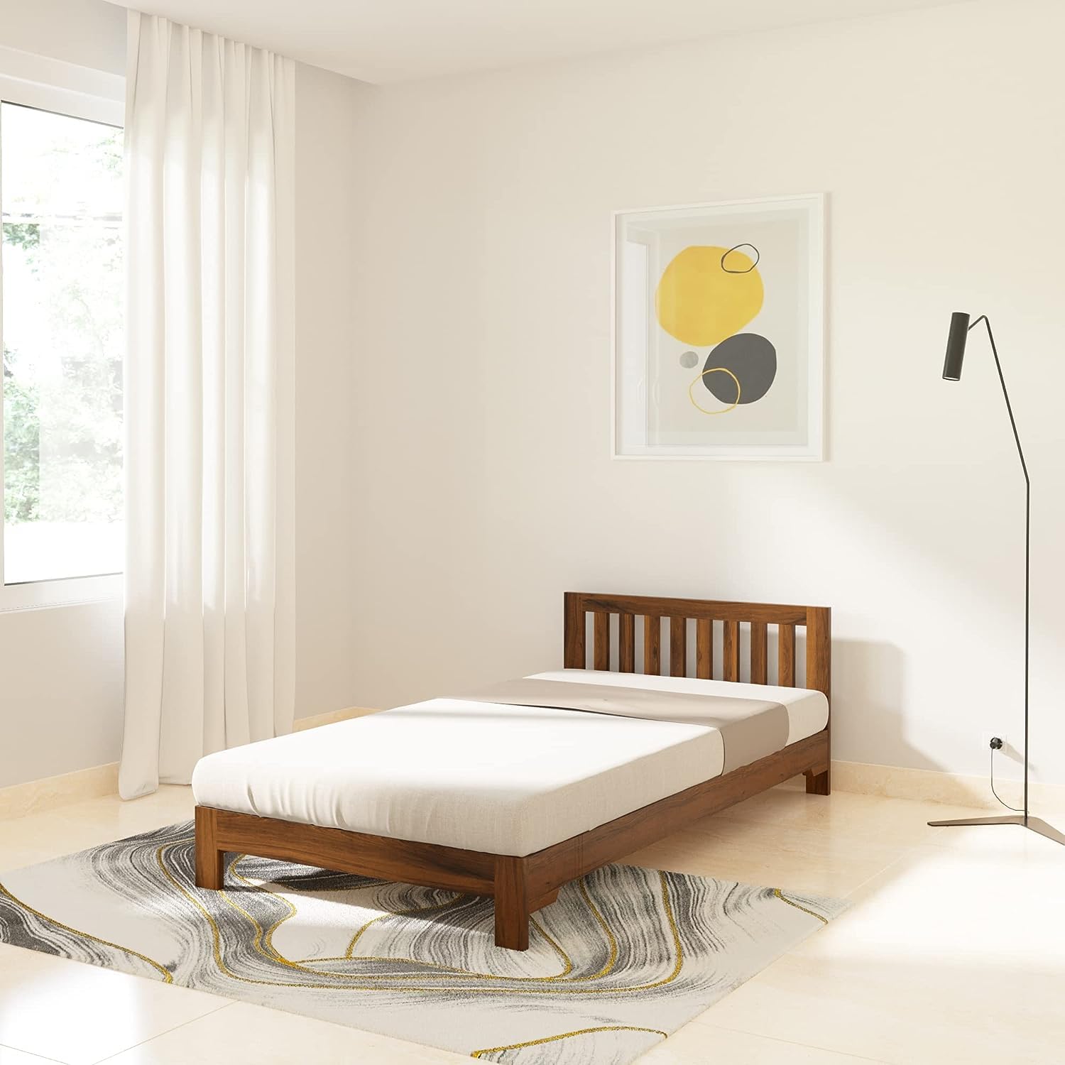 Sheeshamiya Solid Wood Single Bed for 1 Person l Comfortable Single Bed ...