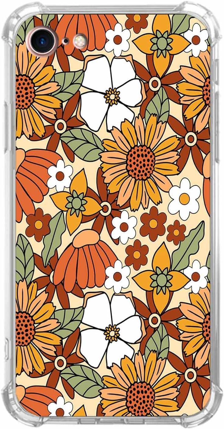 Amazon.com: Vesidurt Retro Flower Case for iPhone 7/8/SE,70s Retro ...