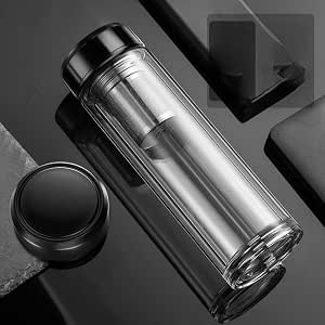 Amazon.com | Intelligent double-layer glass water cup Men's home ...