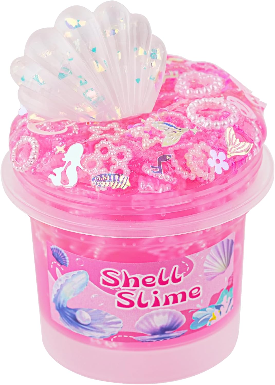 Amazon.com: Pearl Rings Pink Slime, Non-Sticky Glimmer Crunchy Slime ...
