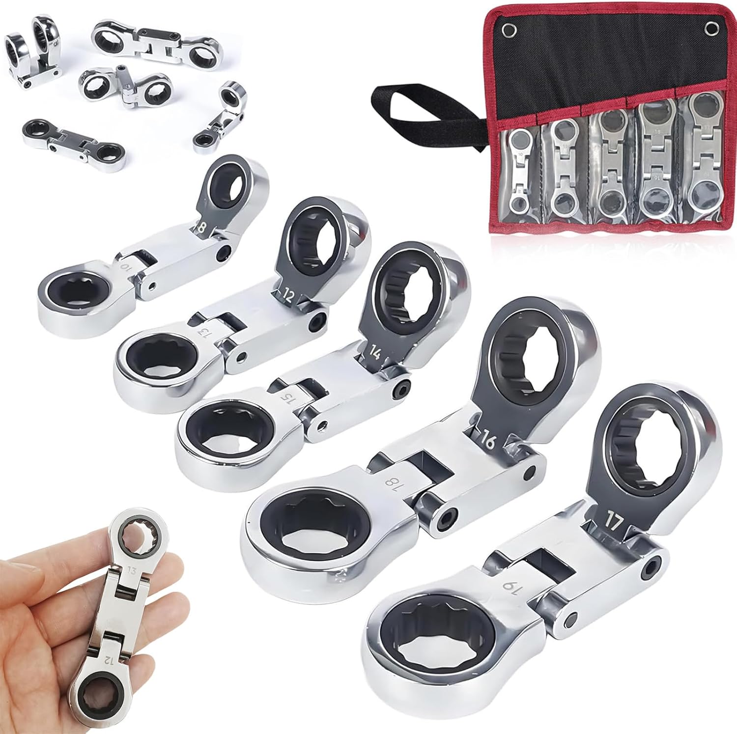 Dual-Drive Nano Flex-Head Pocket Ratchet, 3/4“ Inch Retractable ...