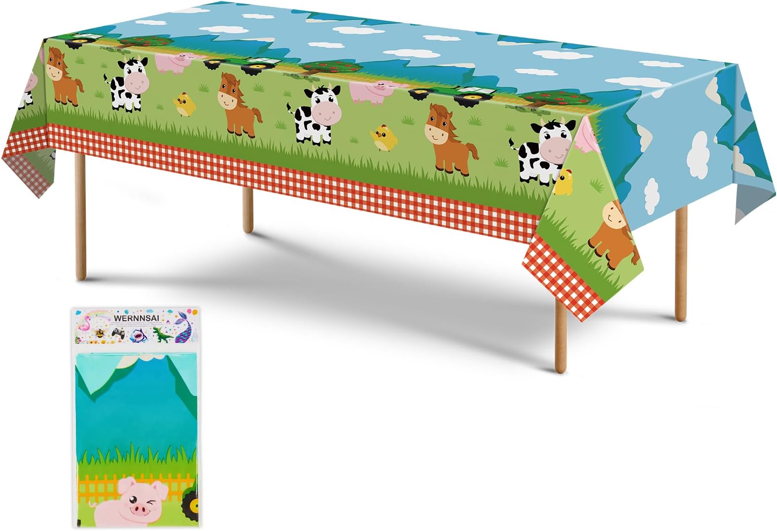 Amazon.com: Syxdwz 3Pack Farm Tablecloth Farm Animal Birthday Party ...