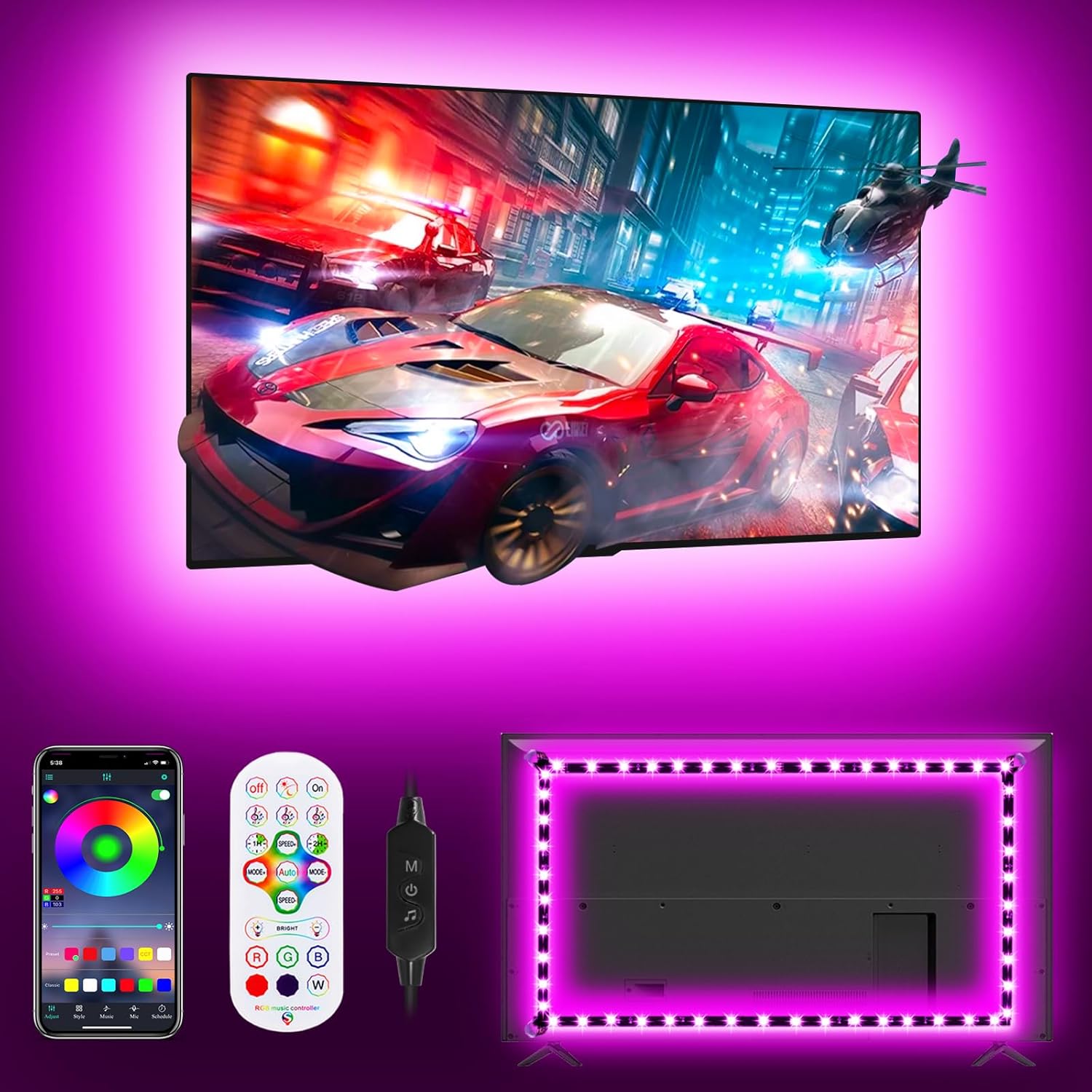 Amazon.com: TV Led Lights Usb Powered,Led Lights for TV 43 inch-55 inch ...