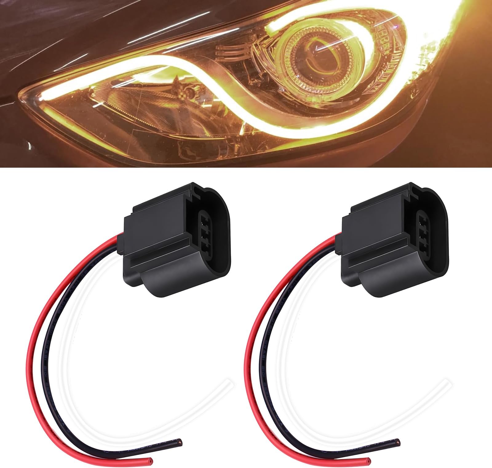 Amazon.com: Yumfugu Pack-2 Car H13/9008 Female Socket Adapter with ...