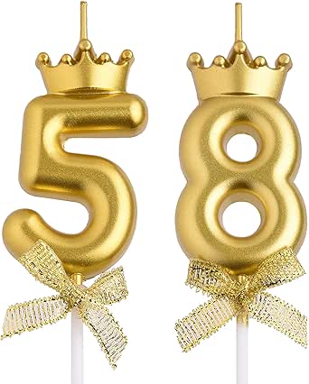 Amazon.com: VSHILI 58th 85th Birthday Candles, Gold 85 58 Year Old ...