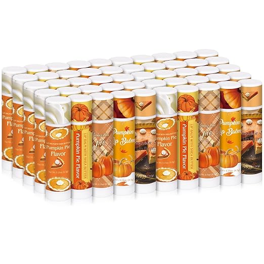 Amazon.com : Siifert 50 Pcs Fall Pumpkin Pie Scented Lip Balms Favors ...