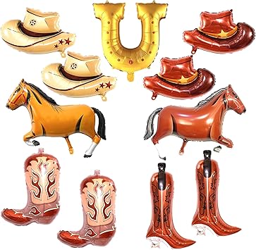 Amazon.com: uoyoi 11Pcs Cowboy Balloons,Western Themed Cowboy Hat And ...