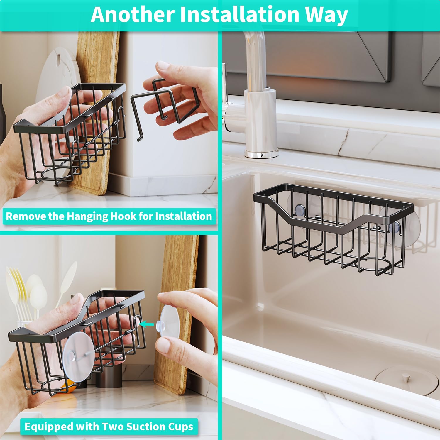 Snapklik.com : Sponge Holder For Kitchen Sink, Two Installation Ways ...