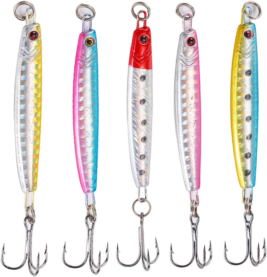 KKPLZZ 5PCS Vertical Saltwater Jigs, Deep Sea Fishing Lure, Metal Jig ...
