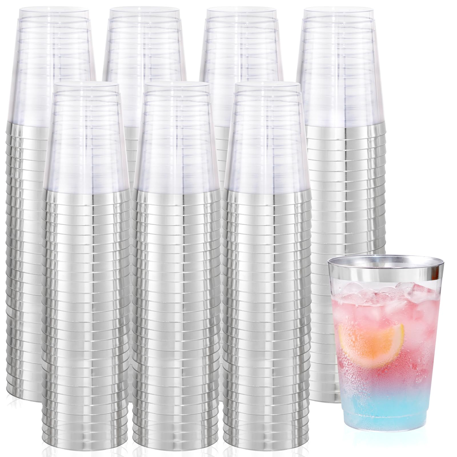 Snapklik.com : Supernal 200pcs 10oz Silver Plastic Cups,Disposable Wine ...