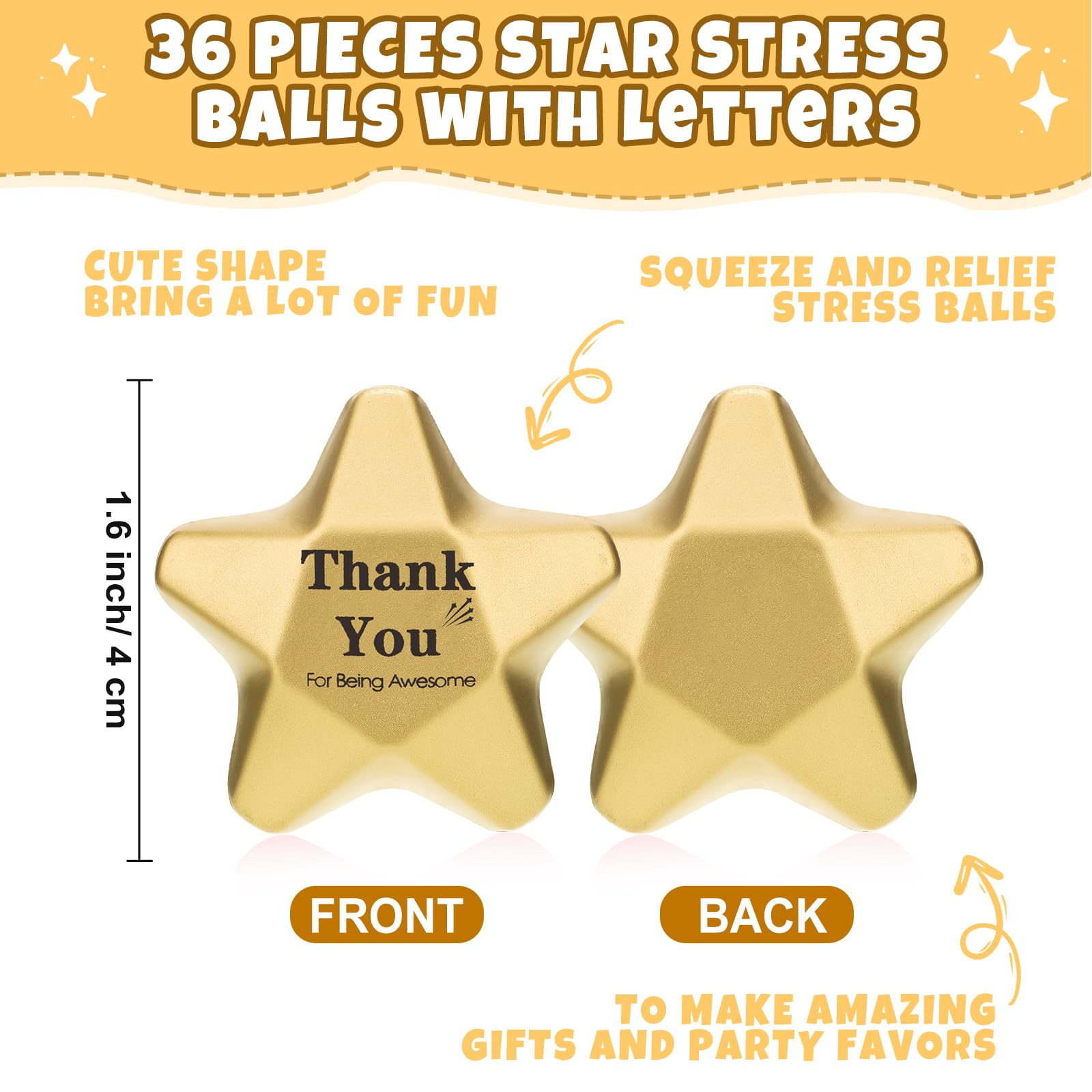 Snapklik.com : 36 Pieces Star Stress Balls Star Mini Foam Ball Stress ...