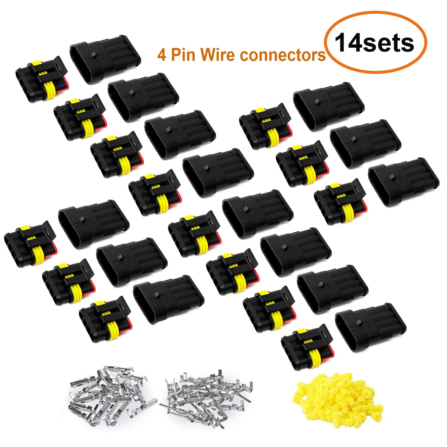Snapklik.com : 14 Kits 4 Pin Connector Automotive Electrical Connectors ...