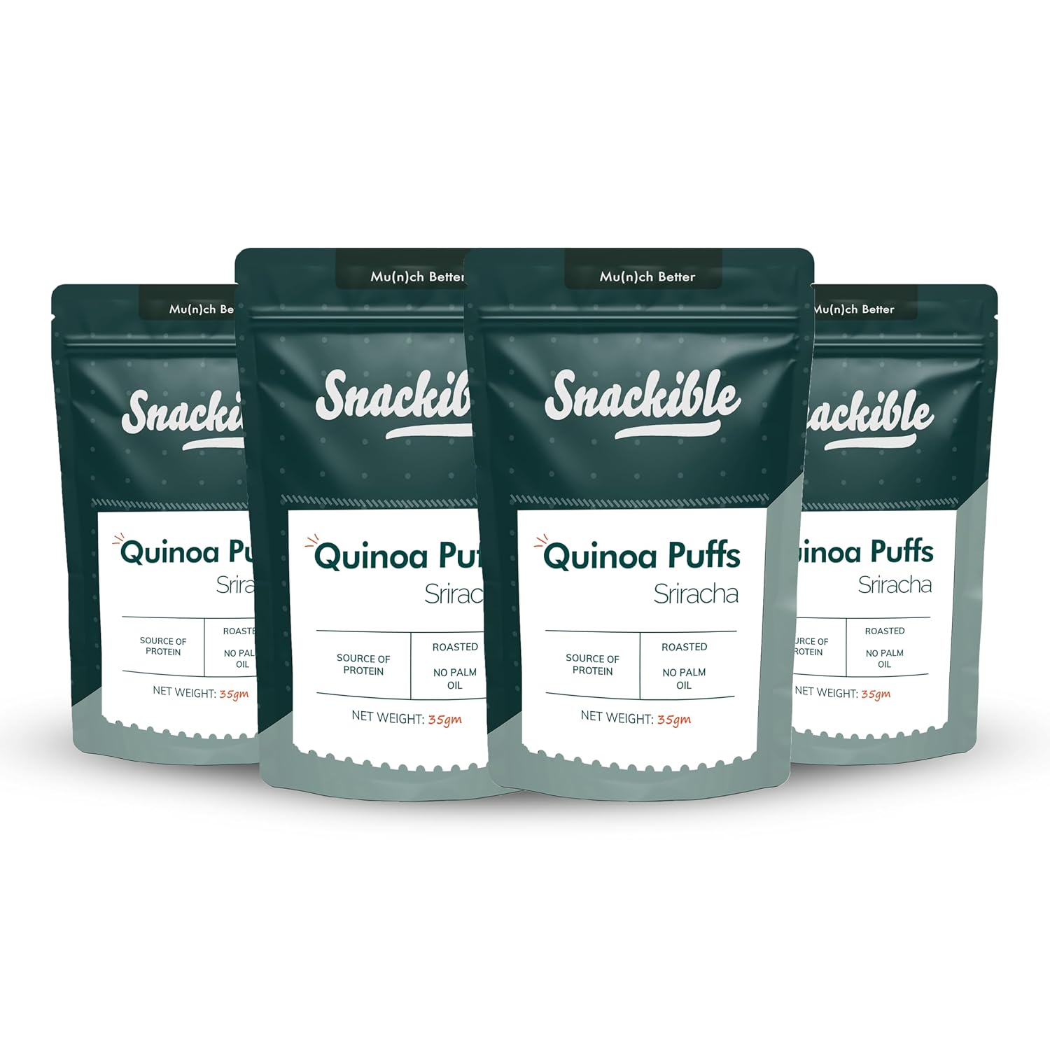 Snackible Sriracha Quinoa Puffs (Pack of 4) - 35g | No Palm Oil ...