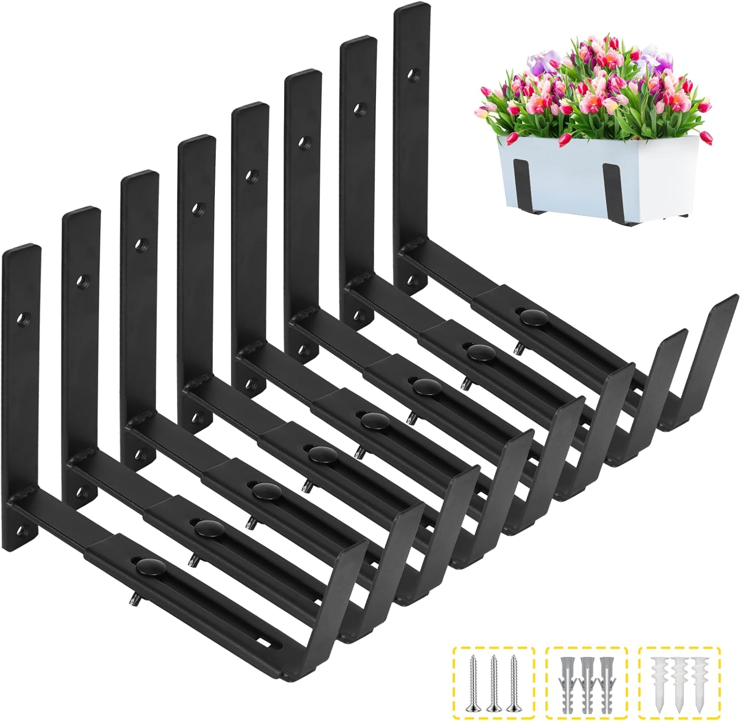 Amazon.com : LukLoy Window Planter Box Brackets, 8 Pack Adjustable ...