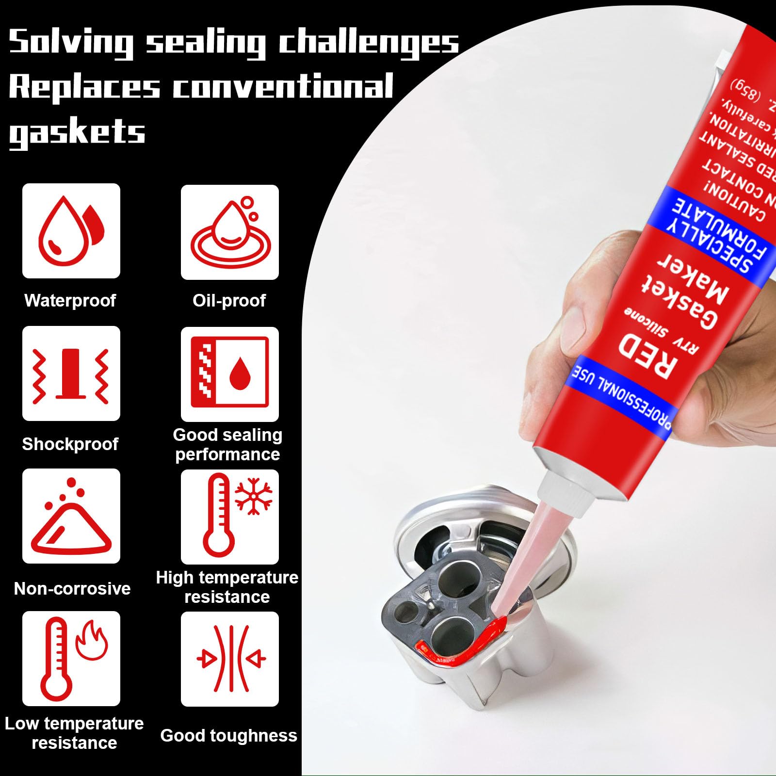Snapklik.com : 170g RTV Silicone Gasket Maker, Red Silicone Sealant Shockproof And Leakproof ...