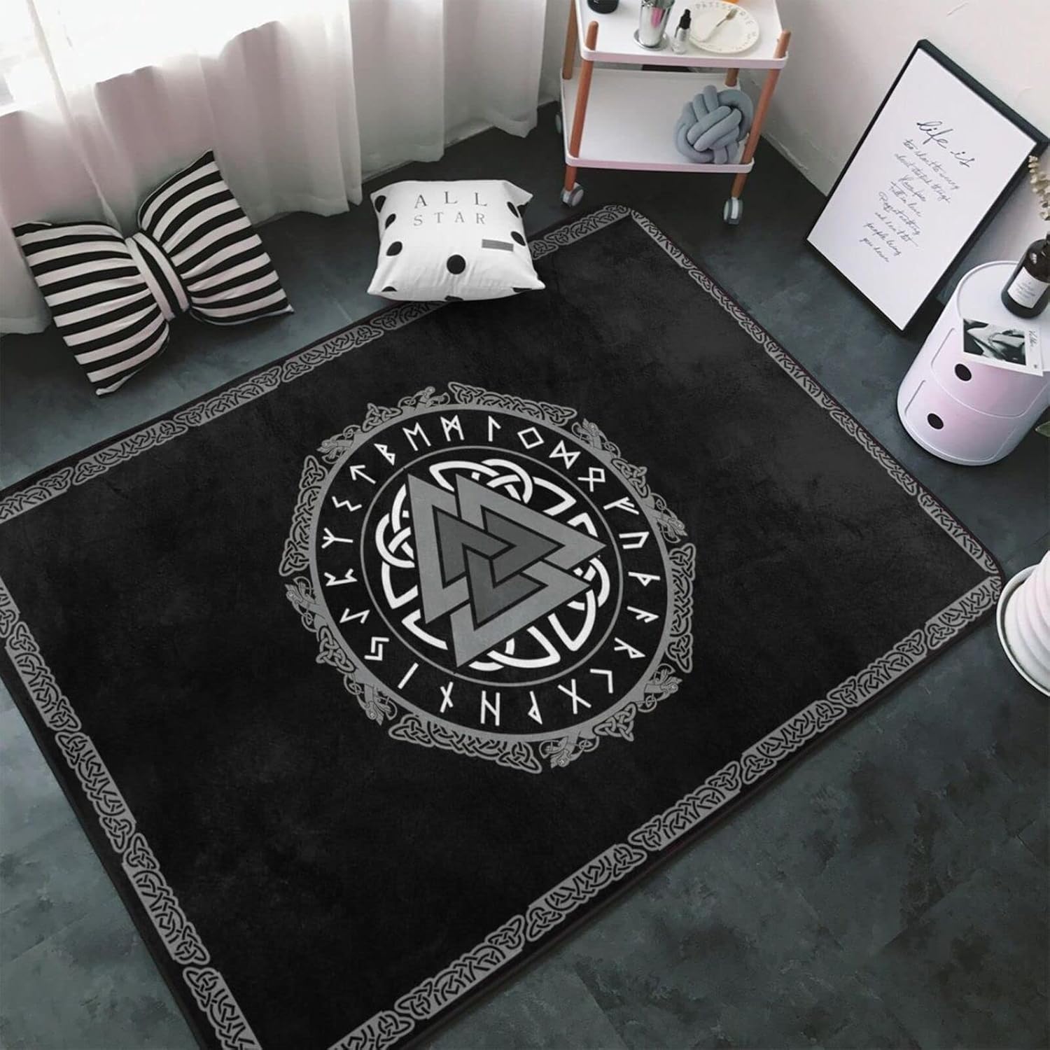 Amazon.com: Viking Decor Area Rug Viking Runes Shield Decor Carpet ...