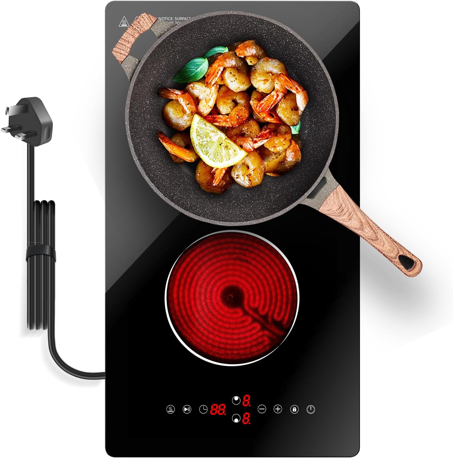 Gveyajo Ceramic Hob 2 Ring, Plug in Electric Hob 2 Burners, Portable ...