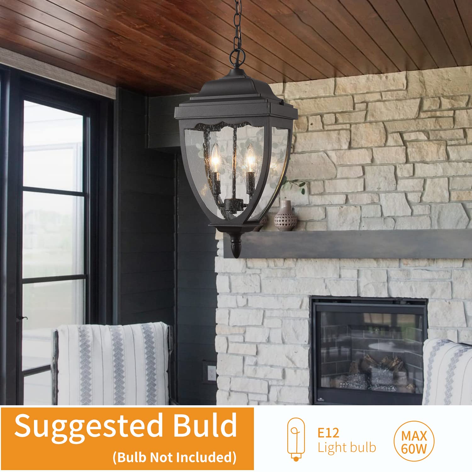 Outdoor Pendant Light Exterior Hanging Lantern, 2-Light Outdoor Hanging ...