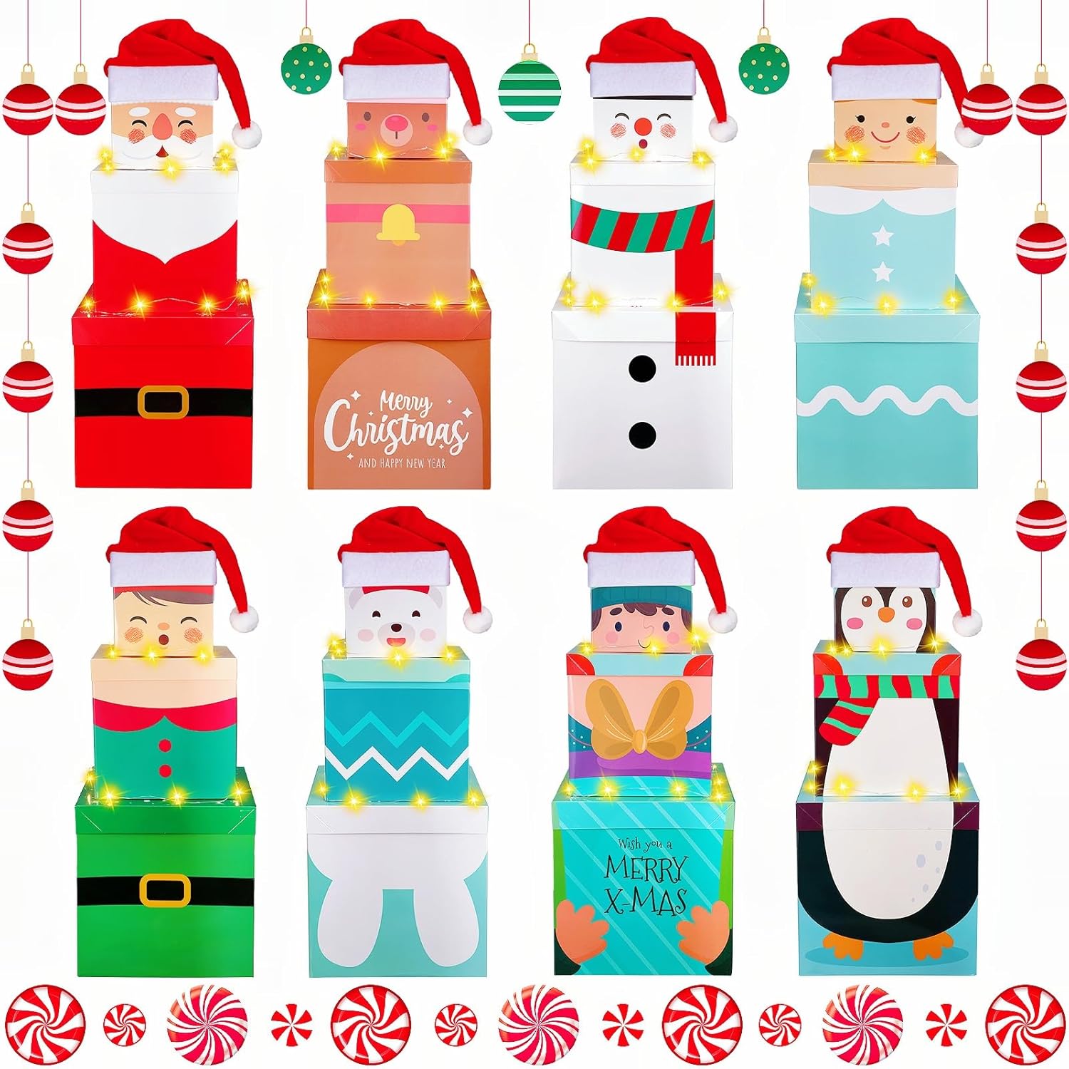 Amazon.com: Fulmoon 24 Pieces Christmas Stacking Boxes Christmas ...