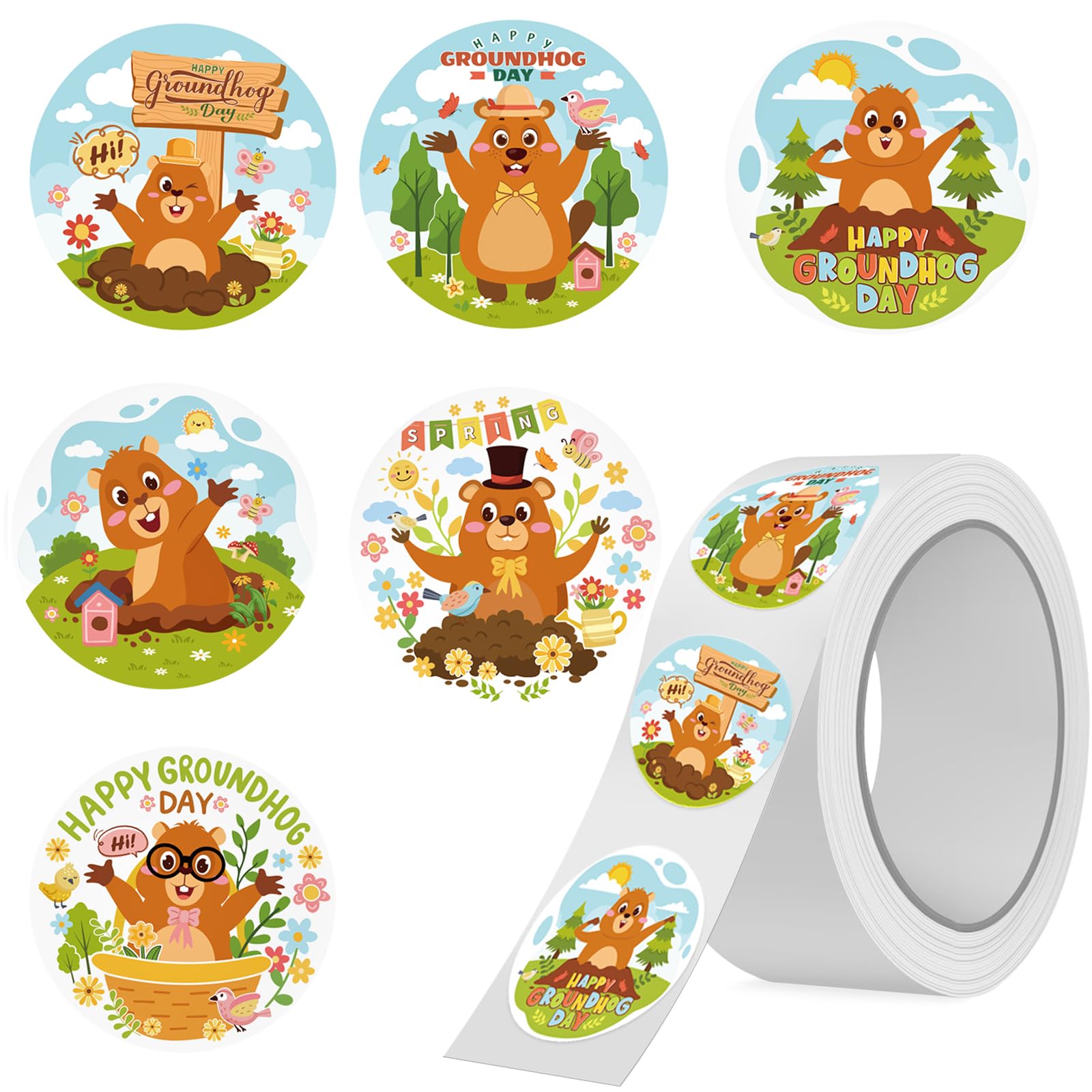 Amazon.com: Dazoratix Happy Groundhog Day Stickers - 500 PCs Spring ...