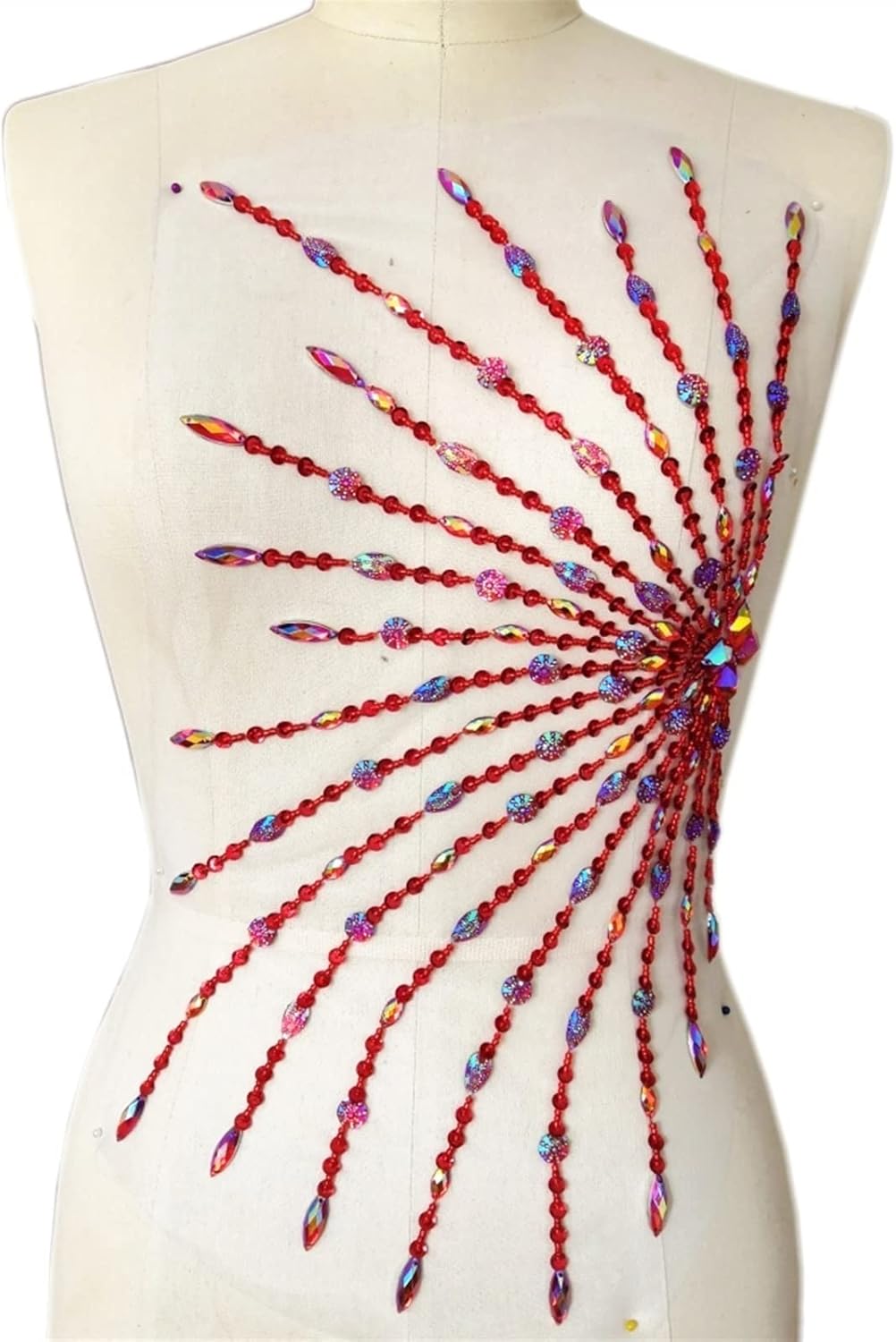 Amazon.com: Rhinestone Applique Blue Red 25x47cm DIY Clothes Costumes ...