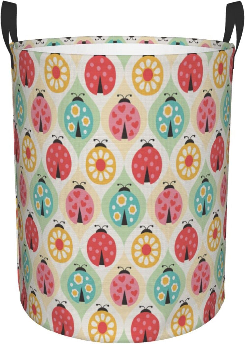 Amazon.com: Ladybugs Cartoon Pattern Round Layer Laundry Basket ...