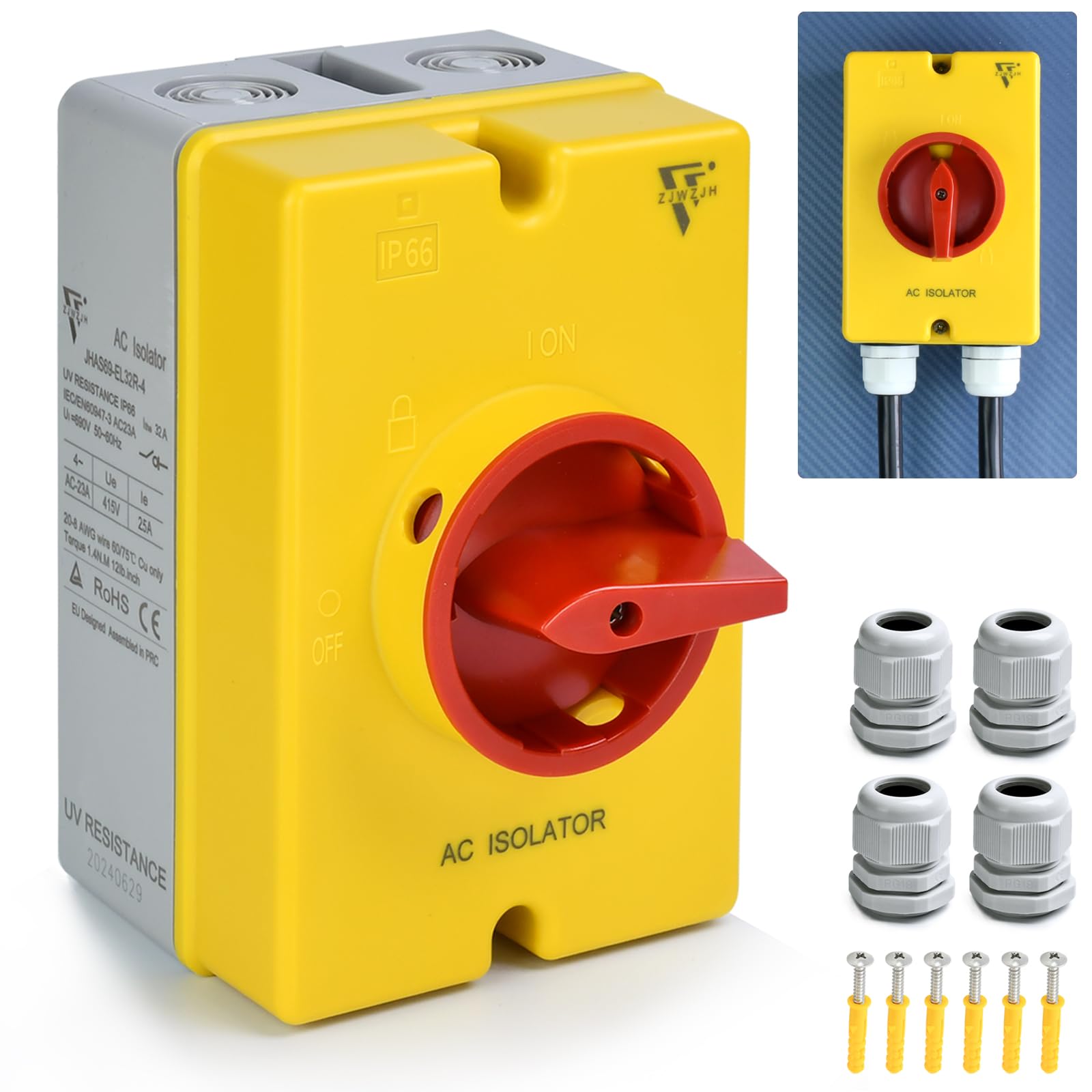 Snapklik.com : 32 Amp Disconnect Switch IP66 Waterproof 690V AC ...