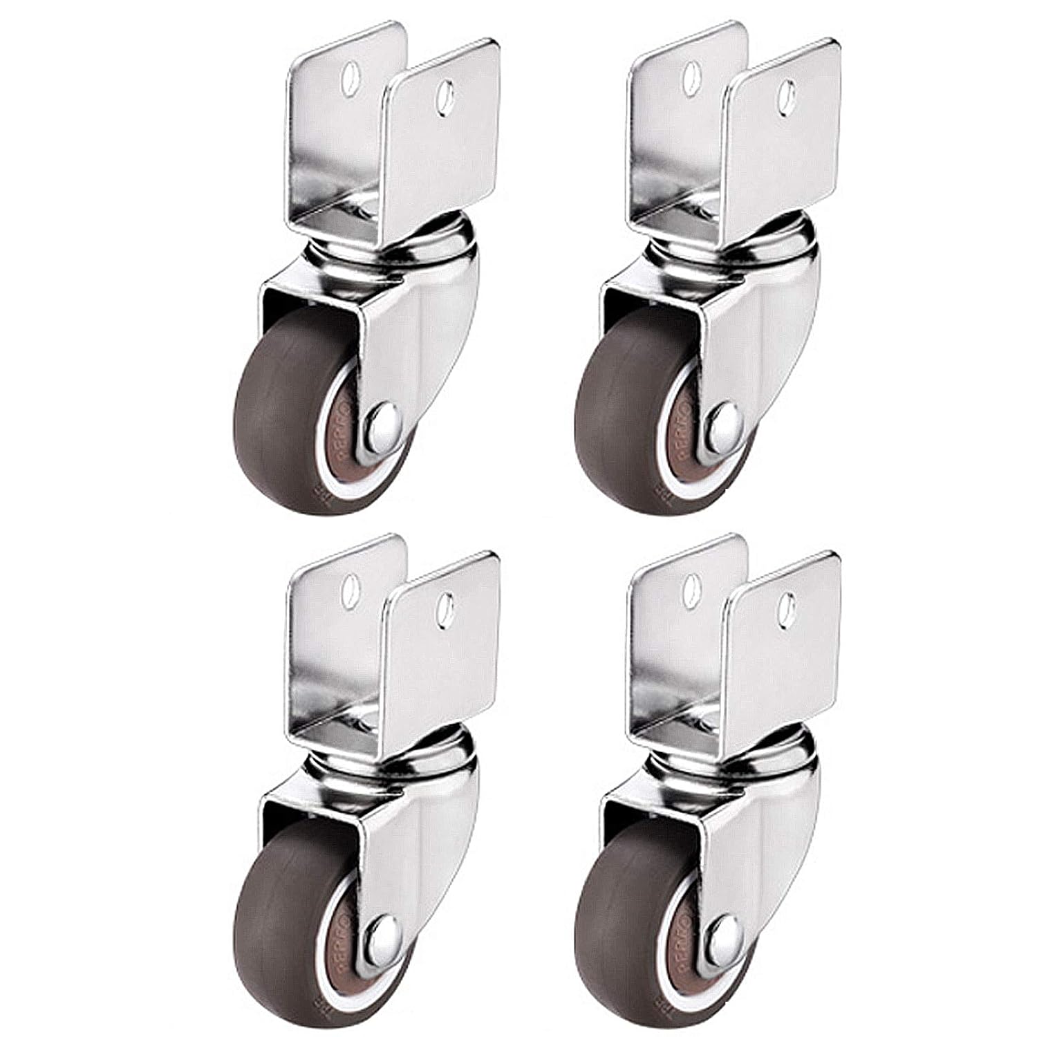 40mm Silent Moving Castor Wheels with Brake, U-Bracket | 16/18/20/22 ...
