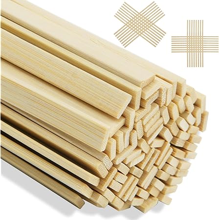 MUKLEI 600 Pack 40cm Natural Bamboo Sticks, 0.9 cm Flat Wooden Craft ...